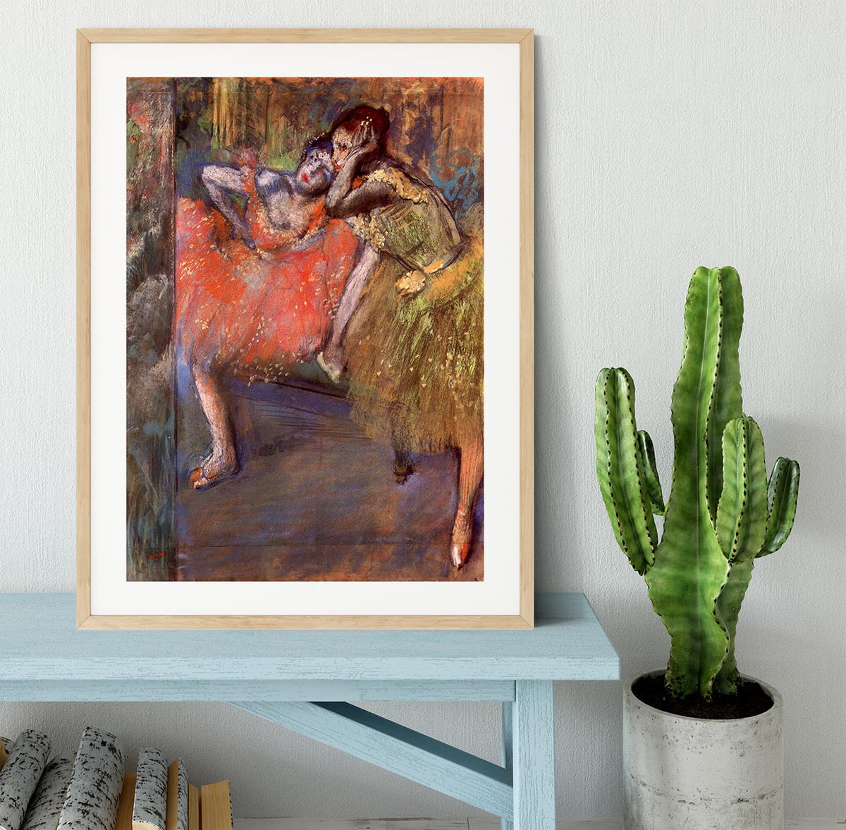Two dancers behind the scenes by Degas Framed Print | Canvas Art Rocks – Canvas Art Rocks US