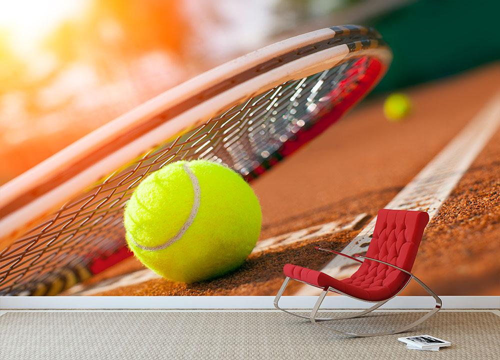 Ball on a tennis court Wall Mural Wallpaper | Canvas Art Rocks