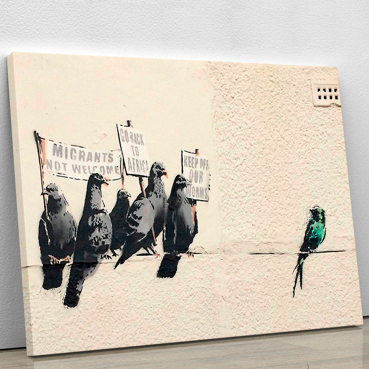 Banksy Anti-Immigration Birds Canvas Print & Poster | Canvas Art Rocks ...