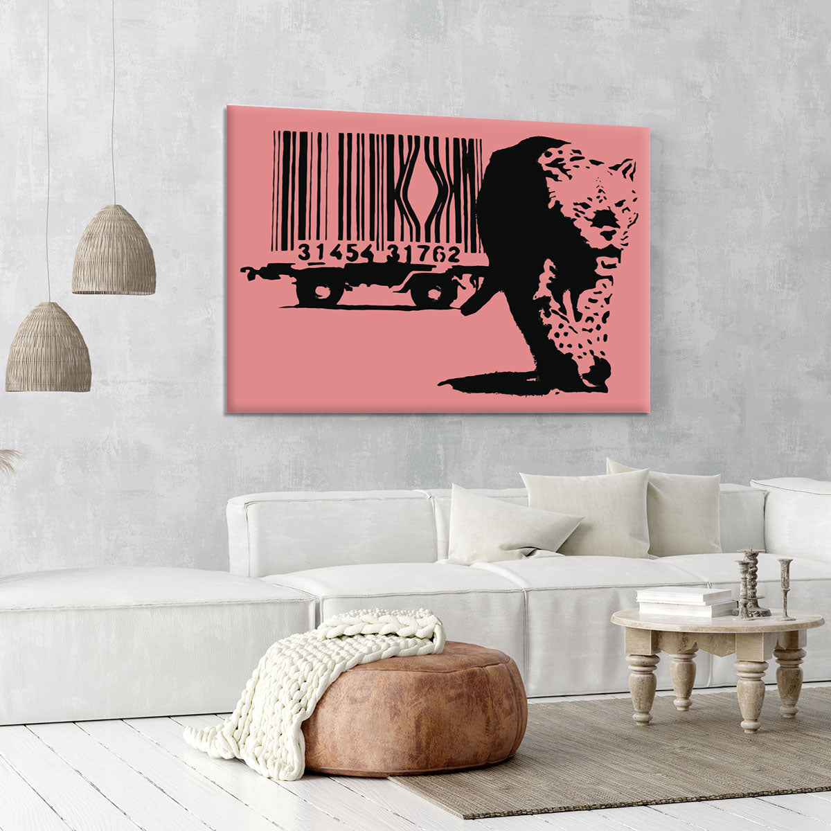 Banksy Barcode Leopard Red Canvas Print or Poster | Canvas Art Rocks ...
