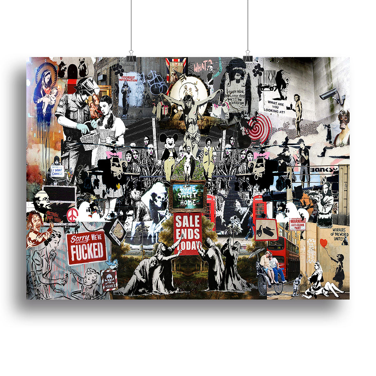 Banksy Collage Canvas Print & Poster | Canvas Art Rocks – Canvas Art ...