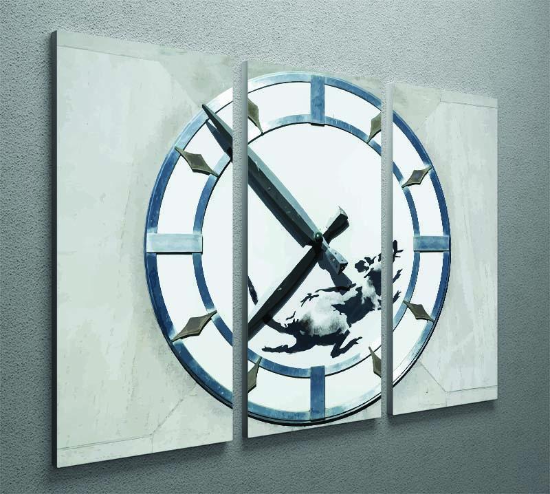 Banksy New York Clock Rat 3 Split Panel Canvas Print | Canvas Art Rocks