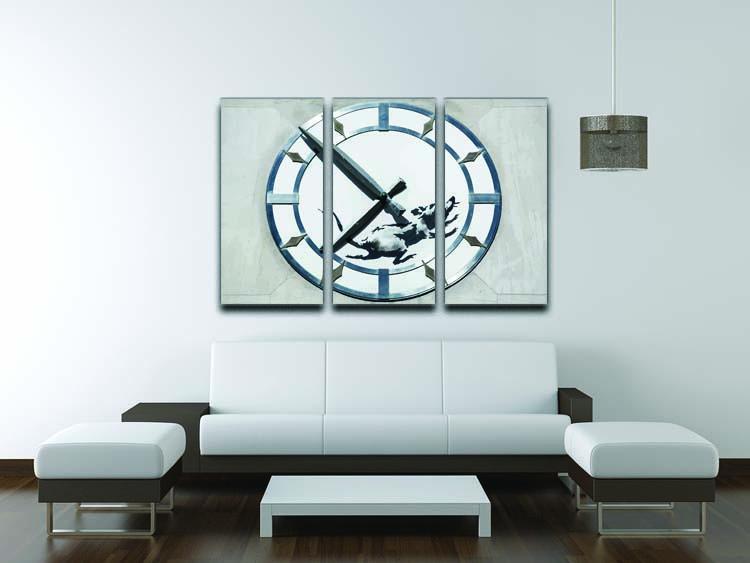 Banksy New York Clock Rat 3 Split Panel Canvas Print | Canvas Art Rocks