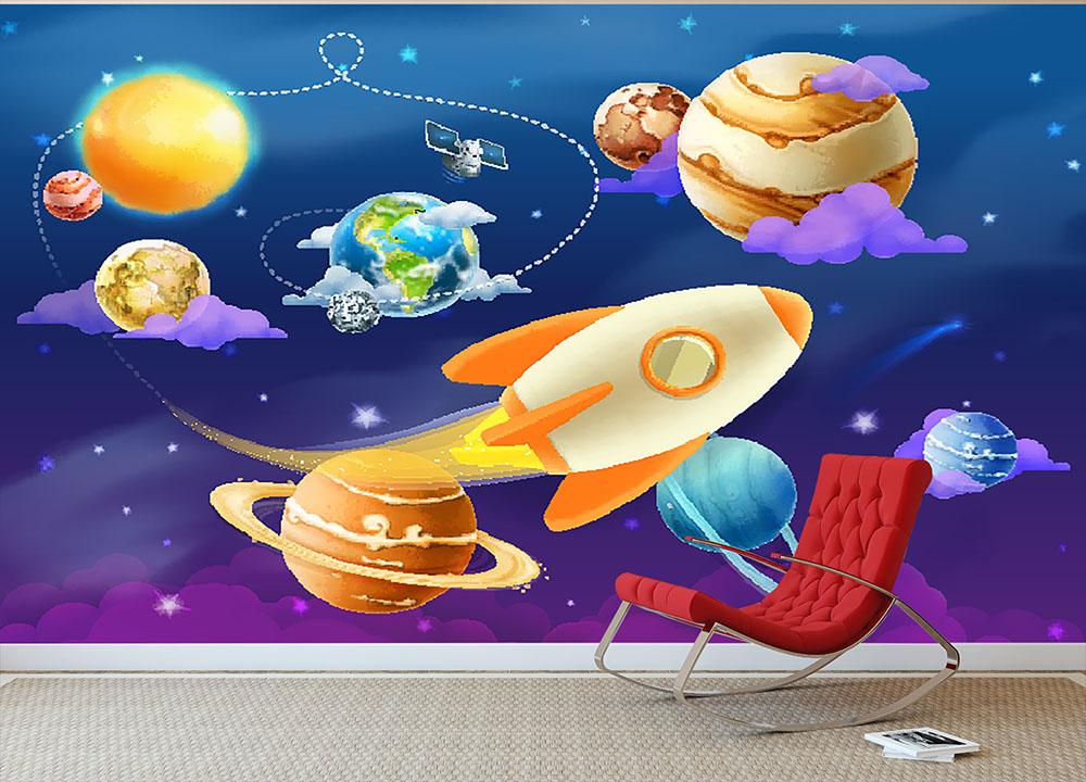 Solar system of planets Wall Mural Wallpaper | Canvas Art Rocks