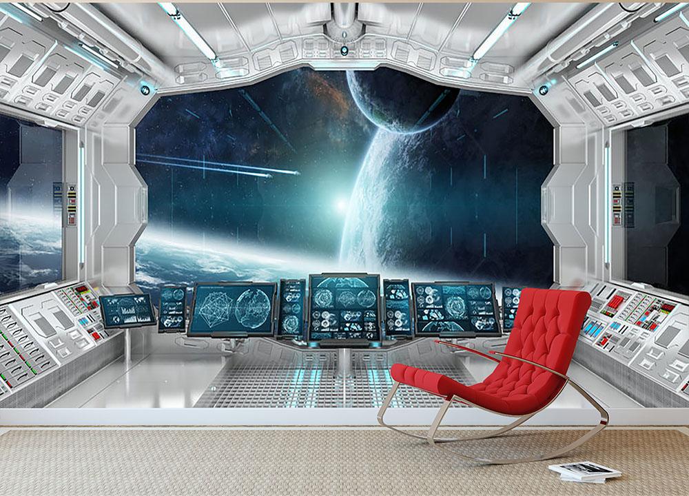 Spaceship Control Center Wall Mural Wallpaper | Canvas Art Rocks ...