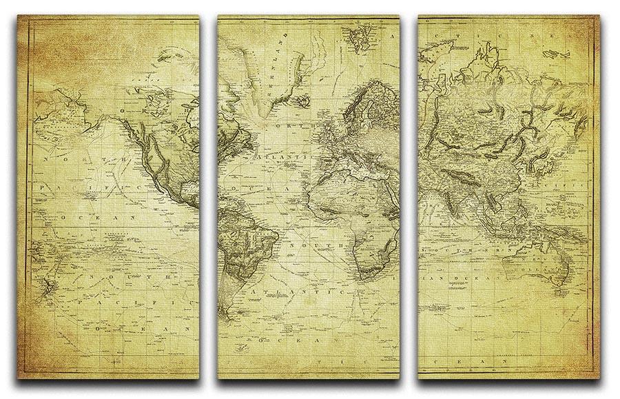 vintage map of the world 1831 3 Split Panel Canvas Print | Canvas Art Rocks